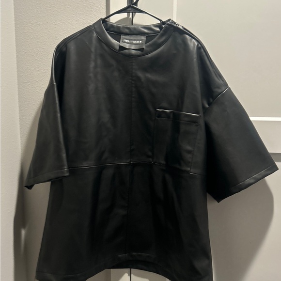 Zara | Shirts | Zara Black Leatherlook Top | Poshmark